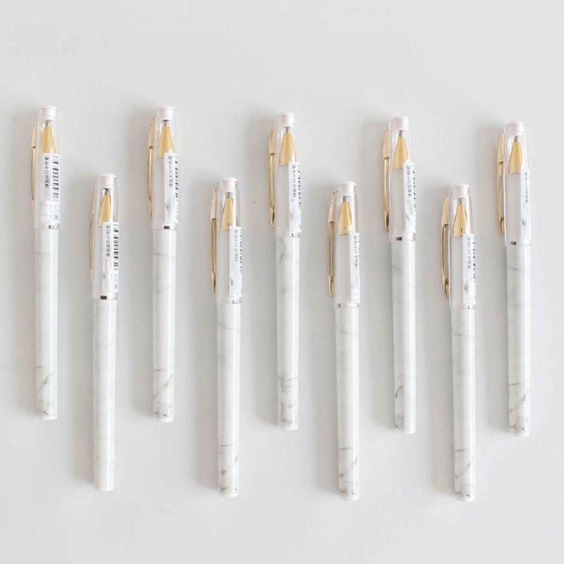 Buy 12pcs 0.5mm Marble Pattern Gel Pens Black Ink Pen Students ...