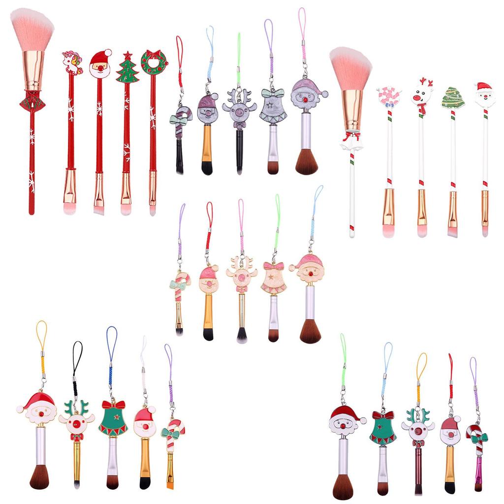 Christmas Makeup Brush Set Cute Santa Print Tool Gift Bag uygun fiyatlı ...