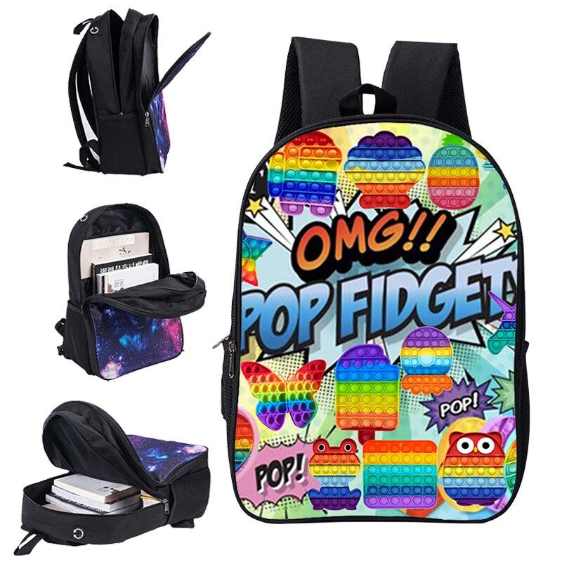 Buy 3d Anime Canvas Double Zipper Pop It Backpacks Kids Cartoon 16 Inch ...