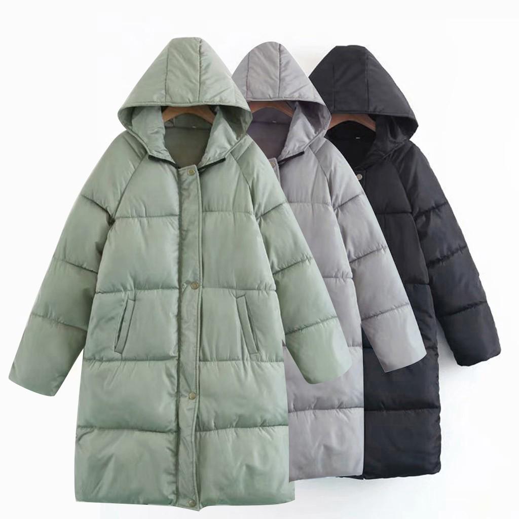 Buy Fashion Women Solid Zipper Buttons Winter Autume Long Warm Jacket ...