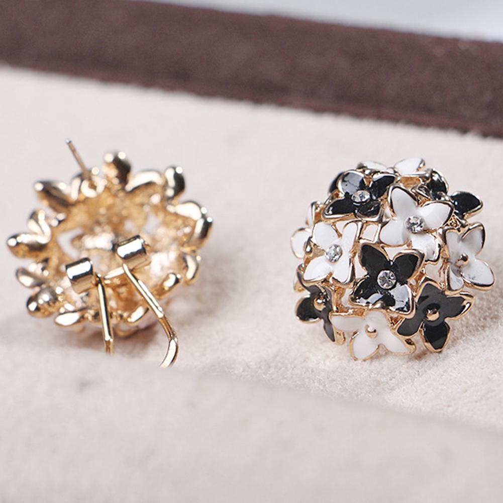Four Leaf Clover Flower Ear Studs Rhinestone Inlaid Allergy-Free ...