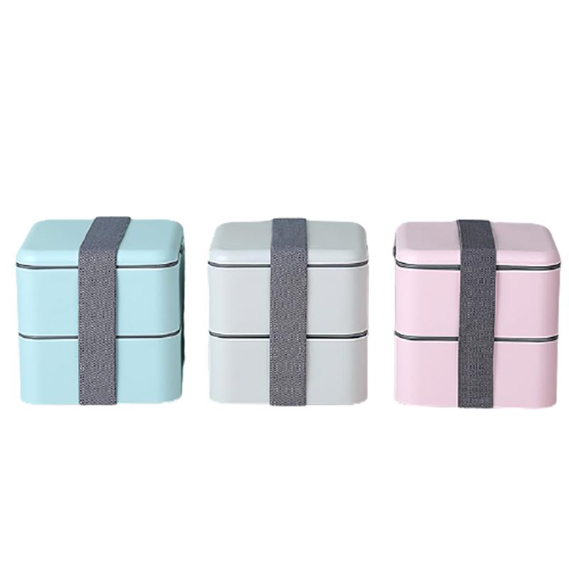 Double-Layer Square Lunch Box With Meal Portable Leakproof Lunch Box ...
