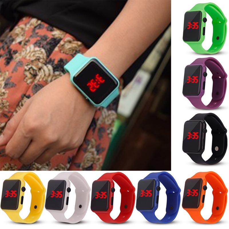 Fashion Simple LED Square Silica Gel Watch Children's Electronic Watch ...