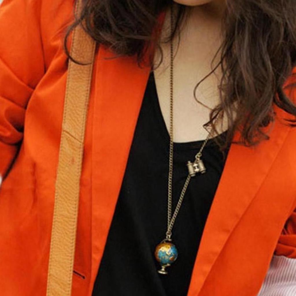 Buy Vintage Bronze Globe Telescope Chain Pendant Long Charm Necklace at ...