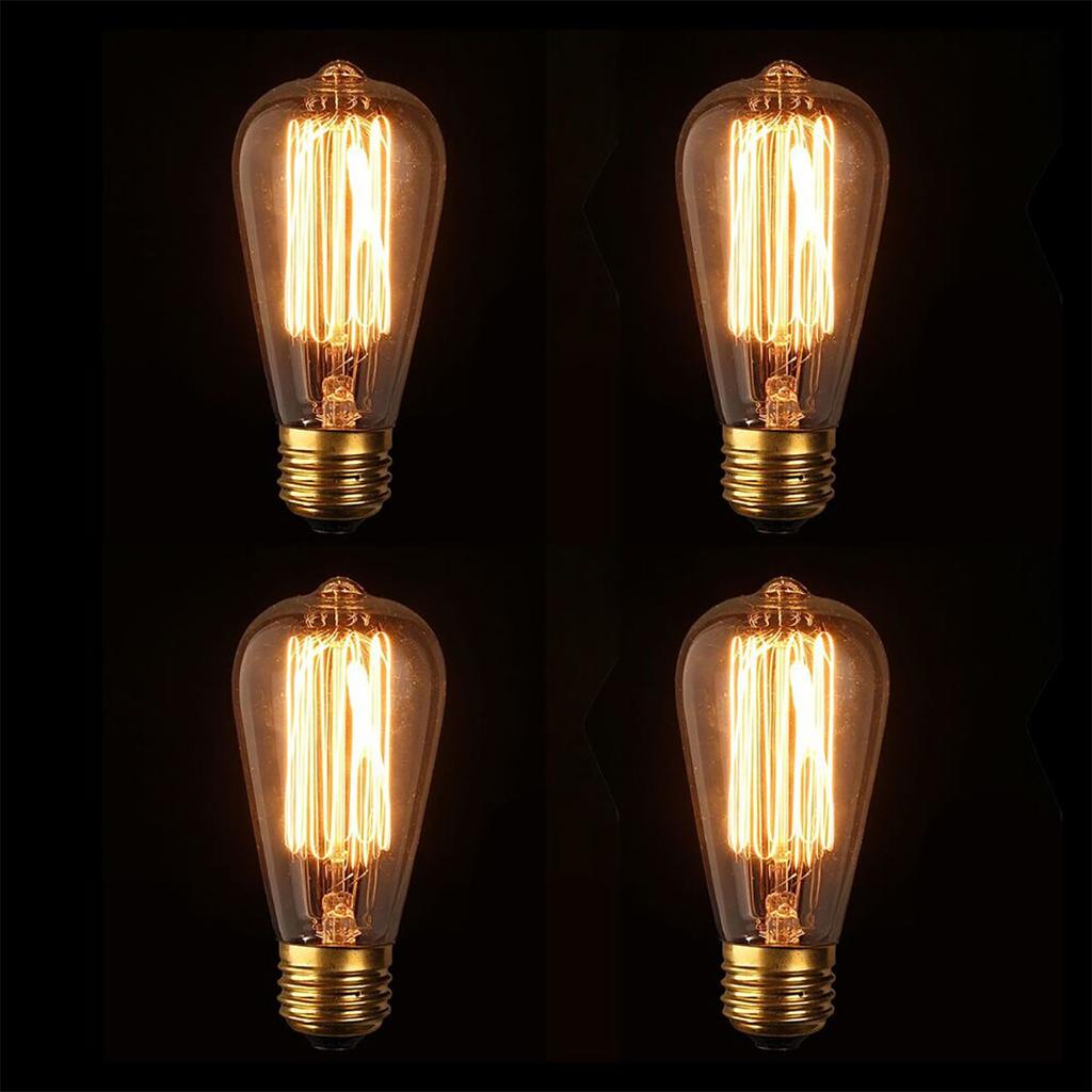 Buy 4 Pack Style Edison Glass Bulb Vintage Antiquecarbon Filamnet Clear ...