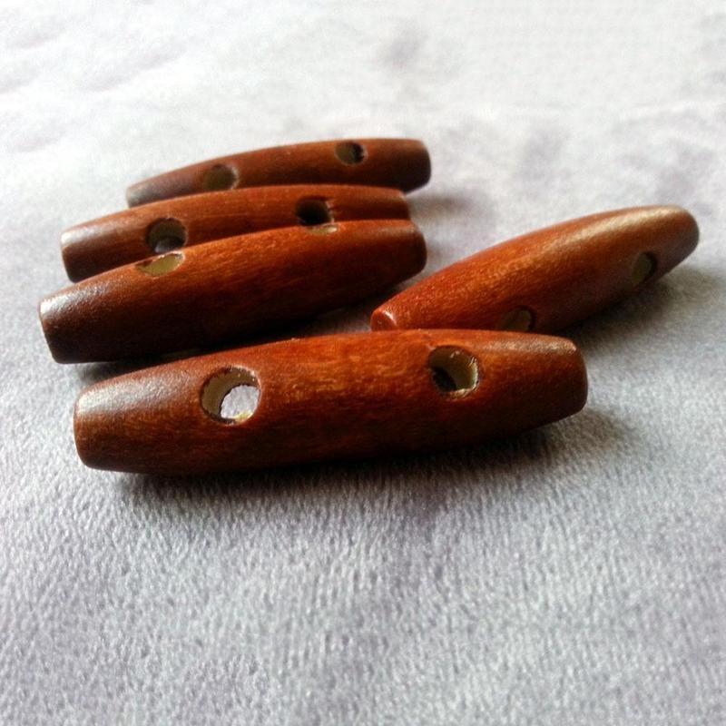 50 Pieces Olive Shape Wooden Toggles Buttons 2 Holes Sewing Buttons For ...
