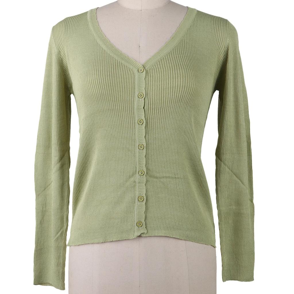 Cheap Women Long Sleeve Knitted Short Cardigan V-Neck Button Solid Thin ...