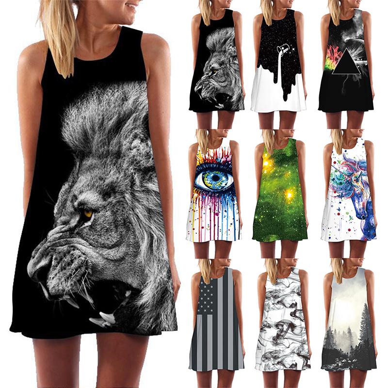 Buy Fashion Womens Dresses Casual Digital Printed Dress Summer Floral ...