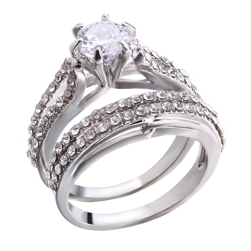 Buy Ladies 925 Sterling Silver White Sapphire Diamond Ring Anniversary ...