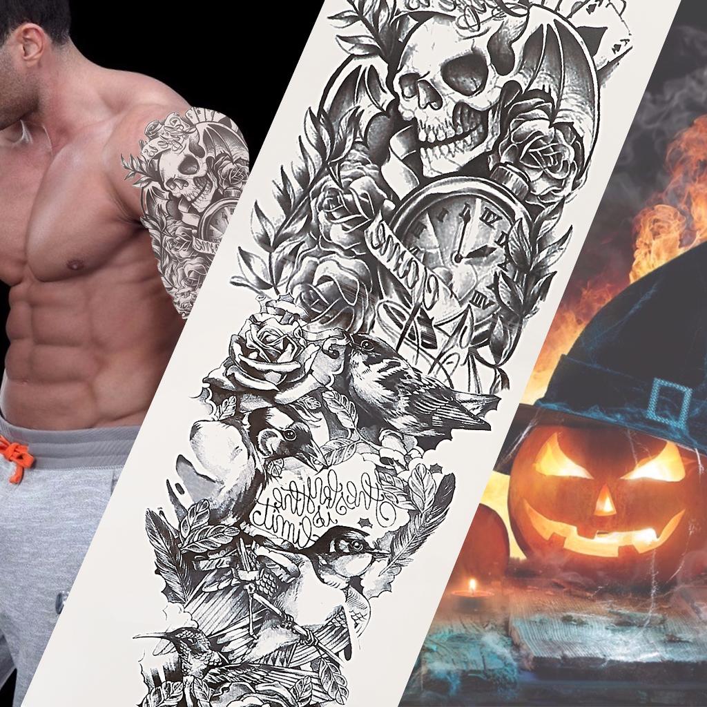 Buy 10Pcs Arm Decal Cosplay Cool Large Water Transfer Full Arm Decal ...