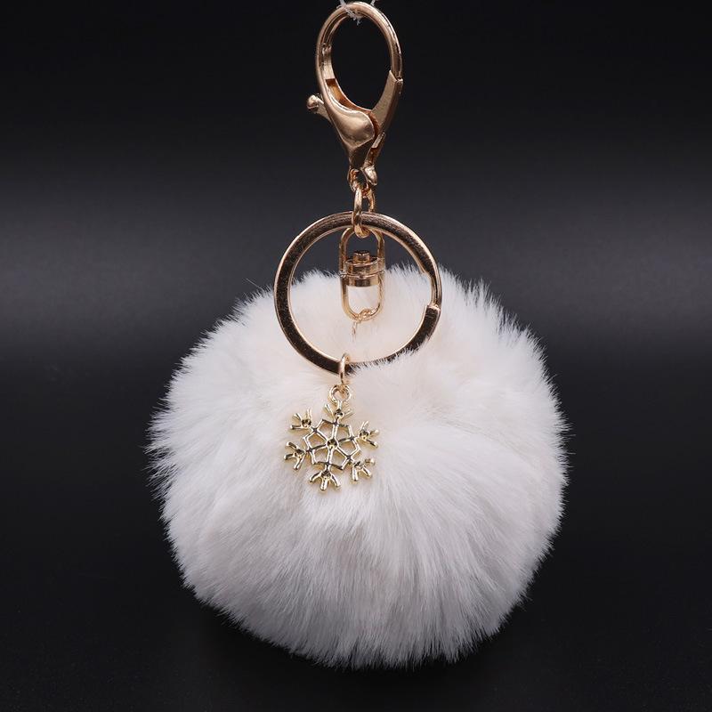 Buy Charm PomPom Rabbit Fur Ball Keychain Fluffy Decor Car Key Buckle ...