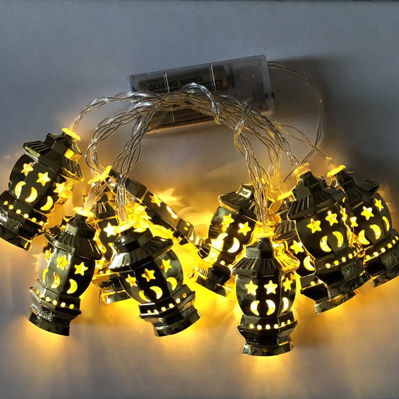 Islamic Ramadan Iron art String Light Golden Home Decoraton Lantern ...