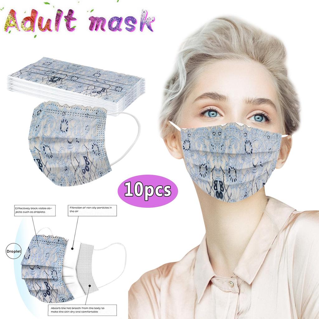 Buy 10PCS Adult Fashion Print Disposable Face Mask 3 Ply Earloop Anti ...