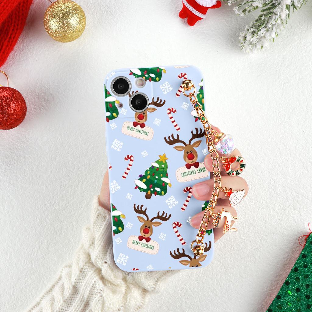 Buy 3D Christmas Gift Deer Snowmen Chain Phone Case For iPhone 13 12 11 ...