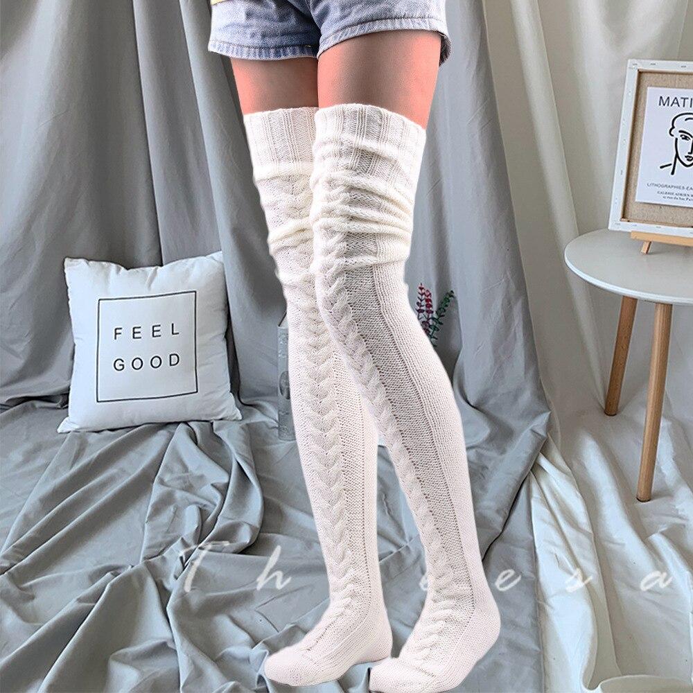 Buy Woollens Foot Warming Stockings Autumn/winter Solid Color Over The ...