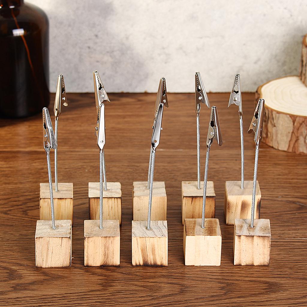 Buy 10Pcs Photo Clip Wood Stand Wedding Menu Card Holder Desk Table at ...