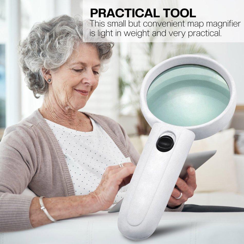 Acquista 65mm 4X Magnifier Magnification Handheld 2 LED Light Mini ...