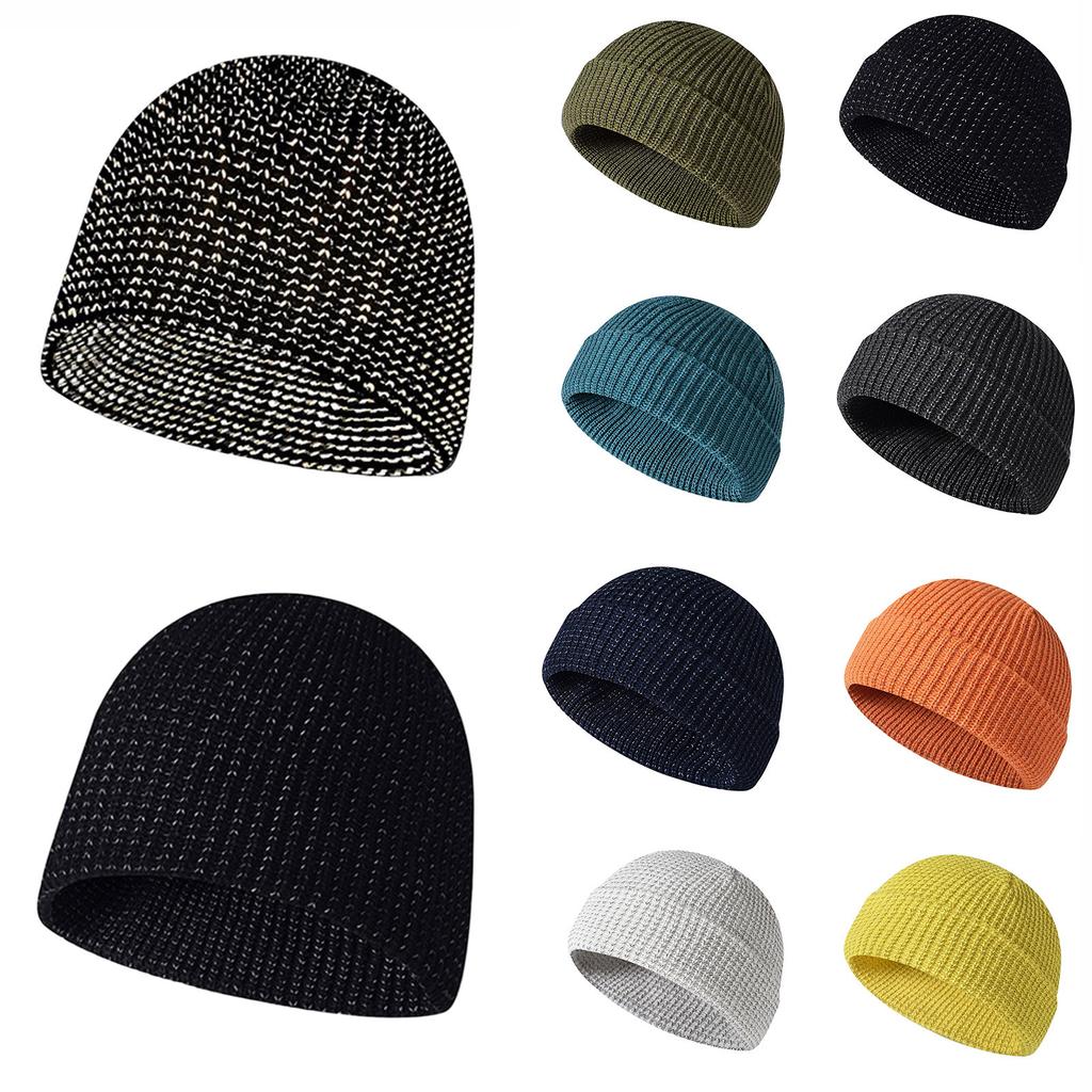 Men's Women's Knitting Reflective Silk Knitted Hat Windproof Warm ...