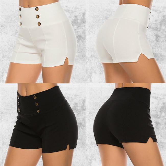 Buy Summer Fashion Women Button Decoration High Waist Stitching Casual ...