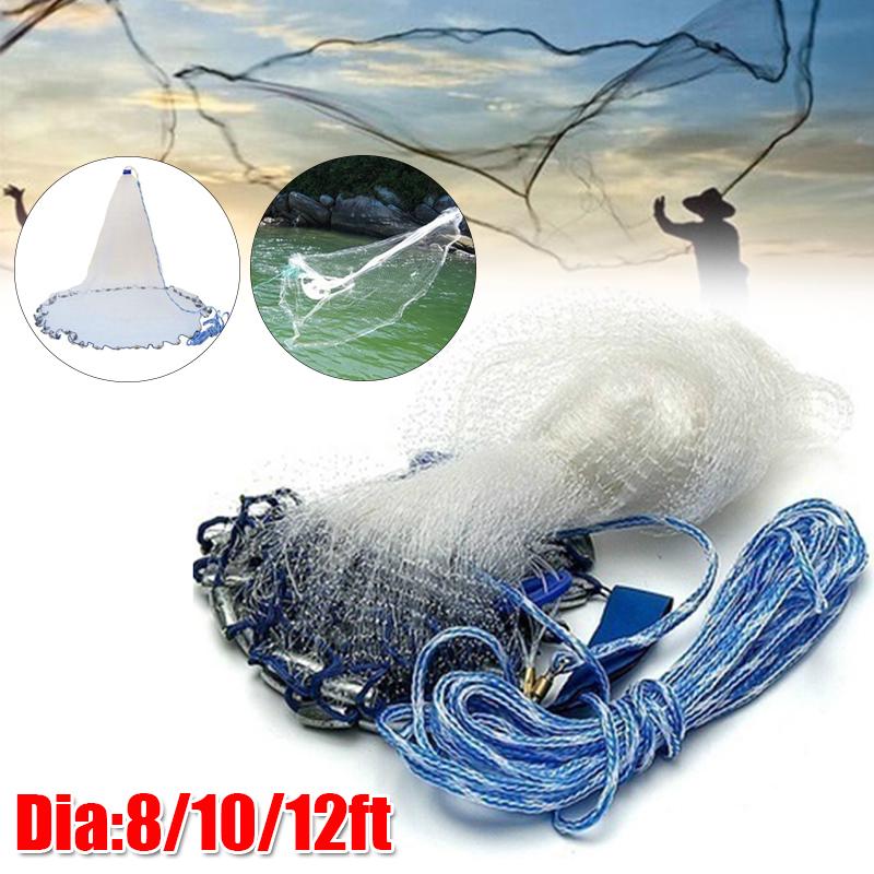 Buy Fishing Gear Nylon Mesh Dia 8/10/12ft Quickly Throw Hand Fishing ...