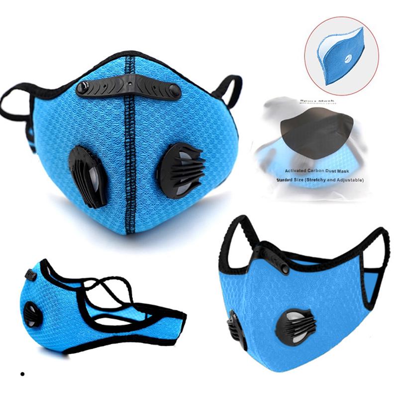 Breathing Valve Cycling Fack Mask 5 Layers Anti-Fog Mask Face Dust Mask ...
