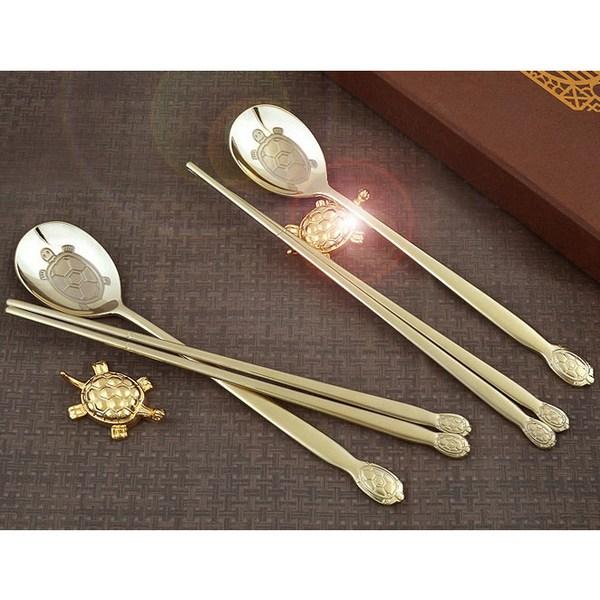Hyunjin H.jin Health Gold Turtle Titanium Spoon Set (B Style), mixed ...