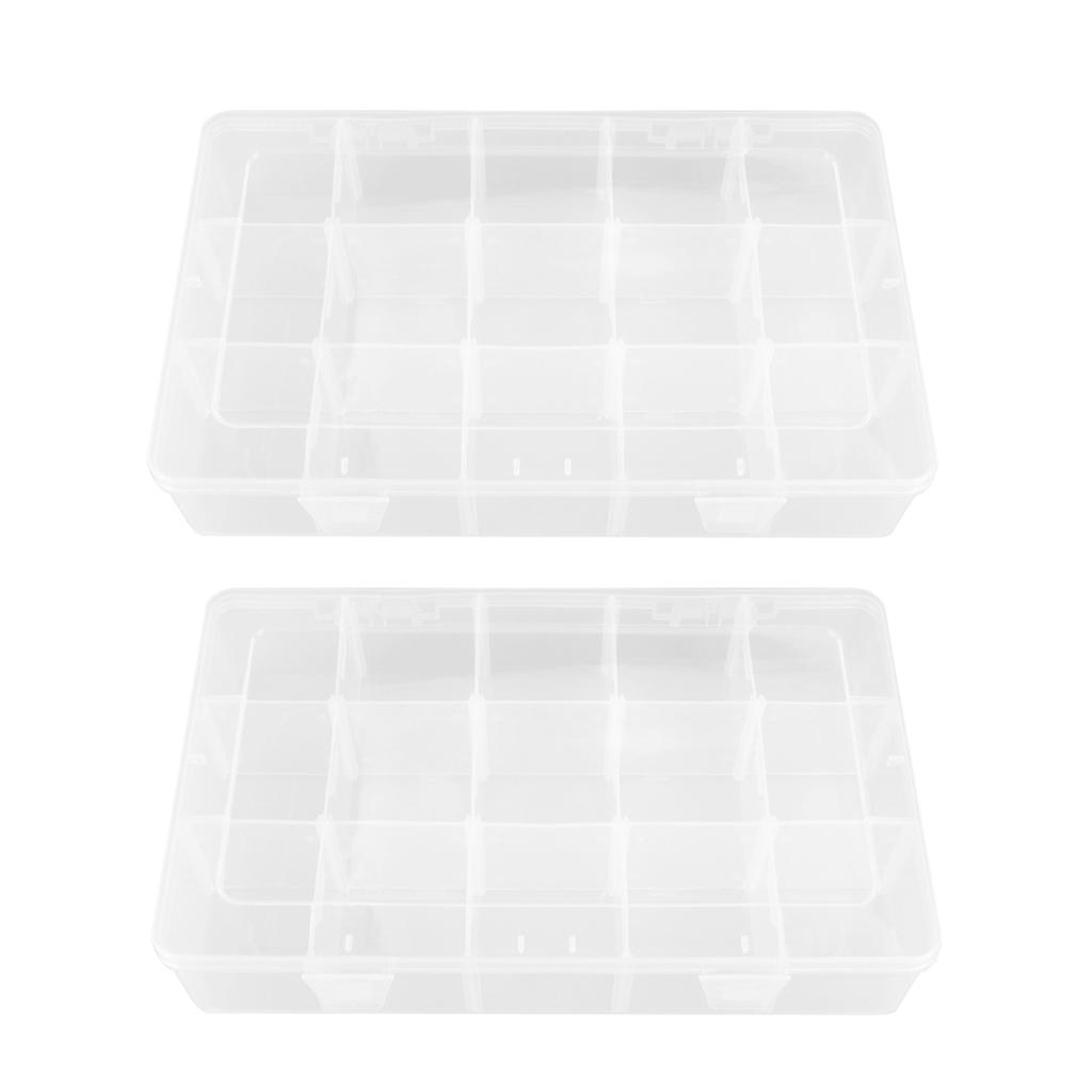 Buy 2pcs Storage Box Durable Removable Transparent Lightweight 15 Slots ...