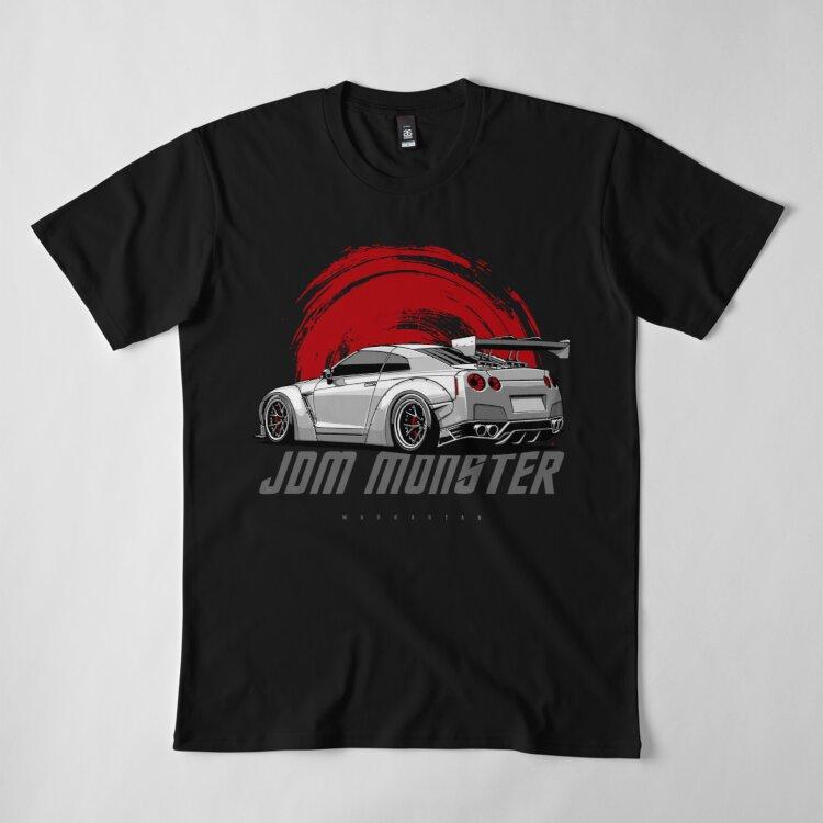 Buy Men Premium Cotton Harajuku T-Shirt JDM Monster GTR Print Tees ...