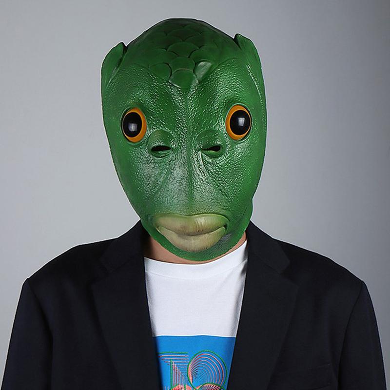Buy Fashion Adult Funny Ugly Green Fish Head Latex Cosplay Party Prom ...