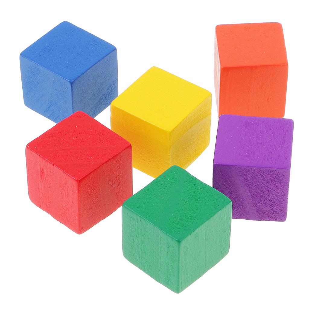 Buy 50 Pieces Colorful Wood Square Blocks Cubes for Kids Creative Games ...