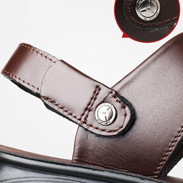 Купити Cowhide Genuine Leather Men's Sandals Men's Summer Beach Shoes ...