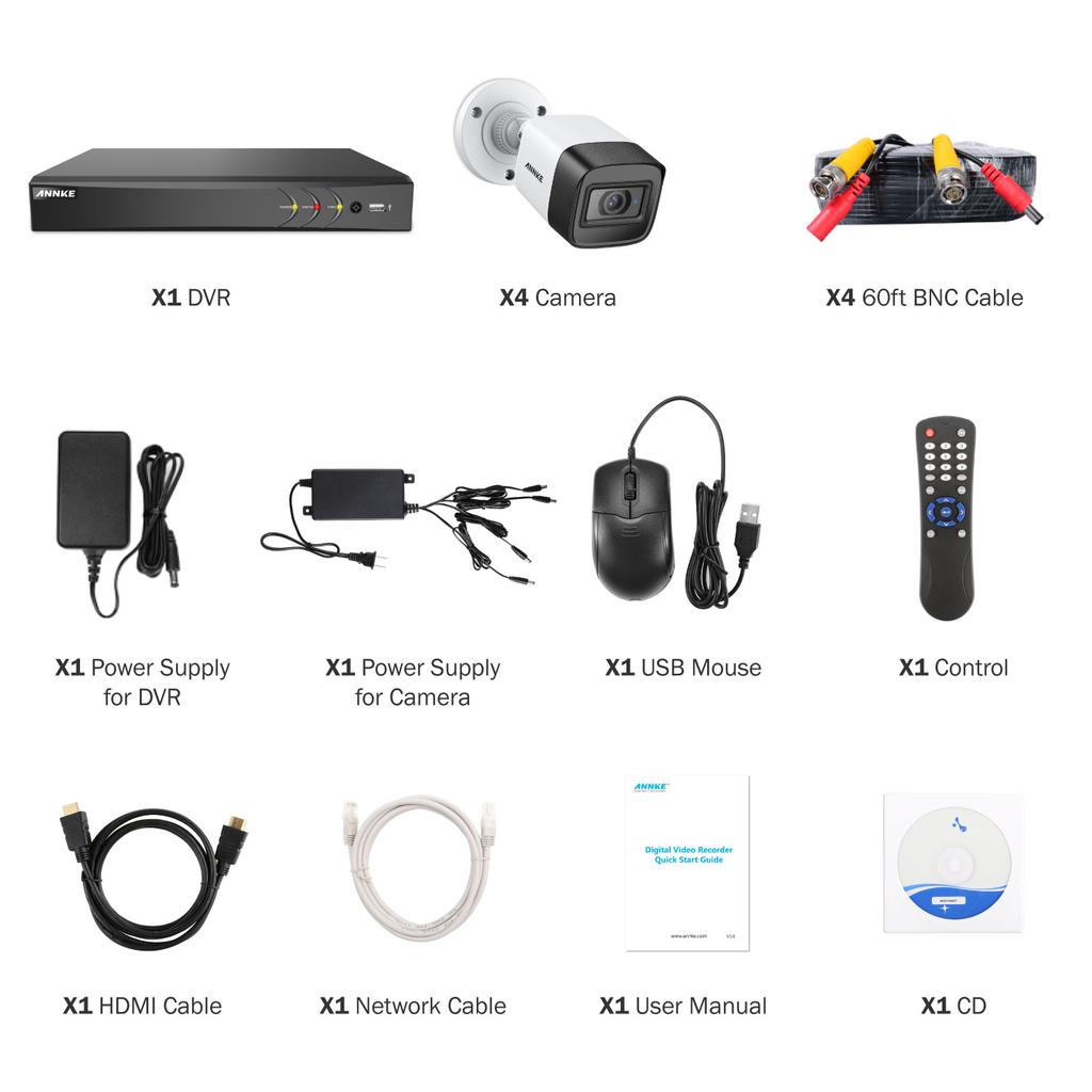 ANNKE 4K Ultra HD 8CH DVR H.265+ CCTV Camera Security System 4PCS IP67 ...