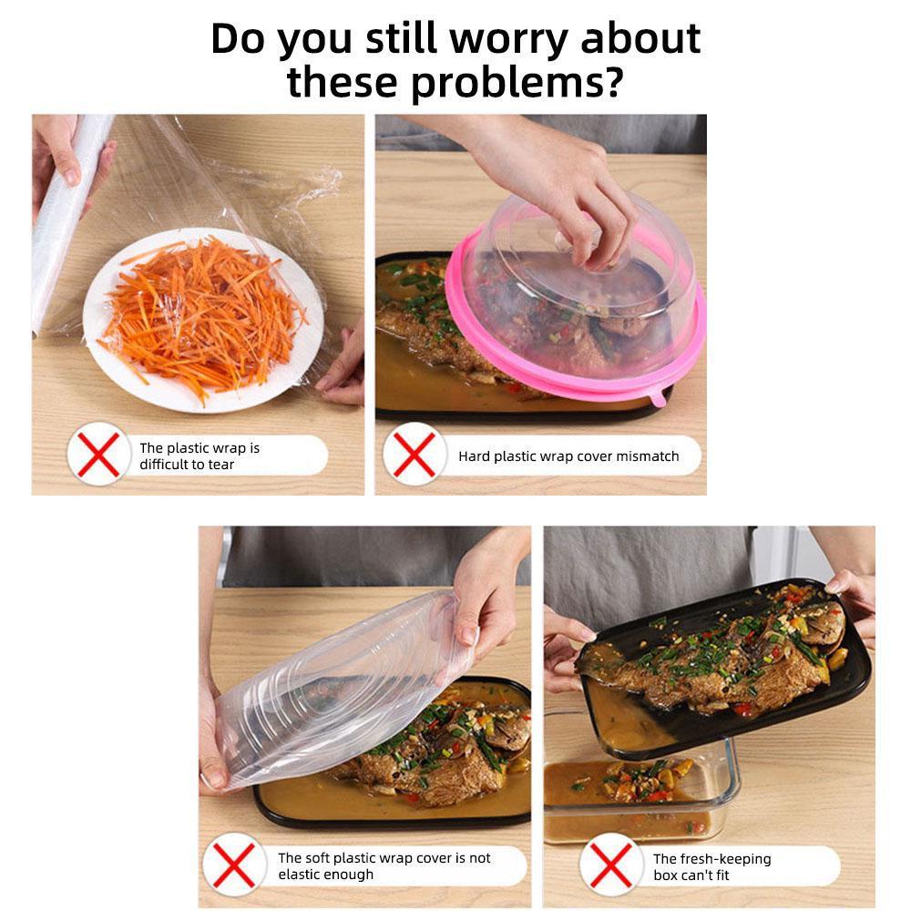 Buy 100 Pcs Reusable Elastic Food Storage Covers Disposable Food Cling ...