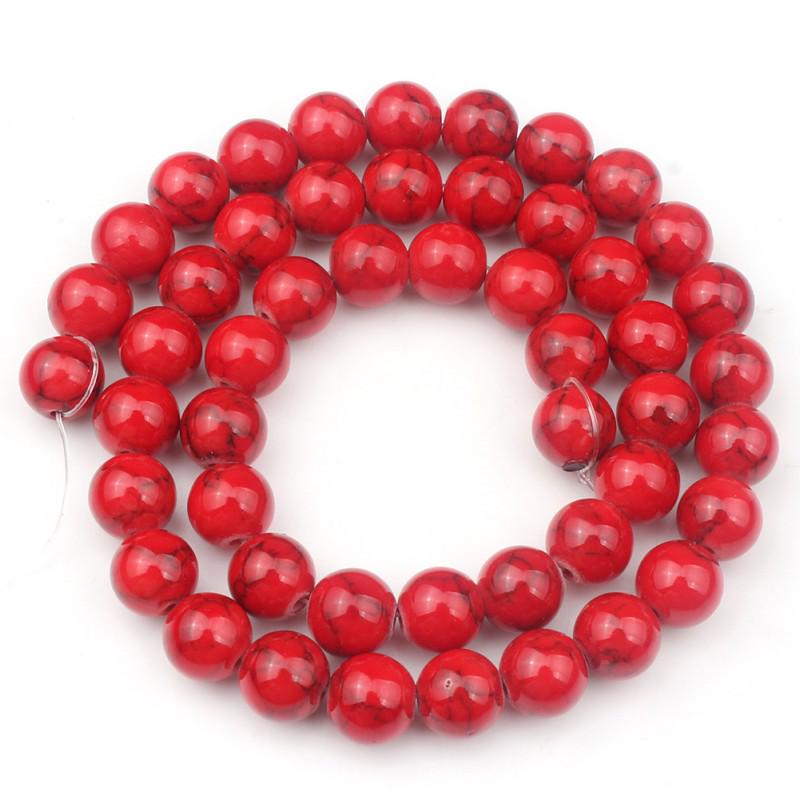 Buy Red Howlite Stone Beads for Jewelry Bracelet Making Round Loose ...