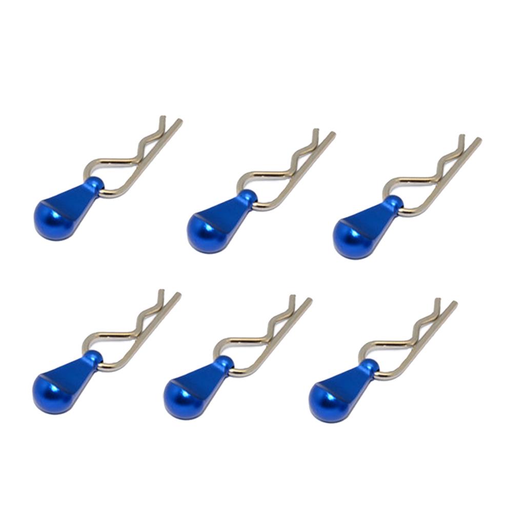 6x Metal Body Clip RShape Pins with Pull Tabs for 1/36 to 1/16 Scale RC ...
