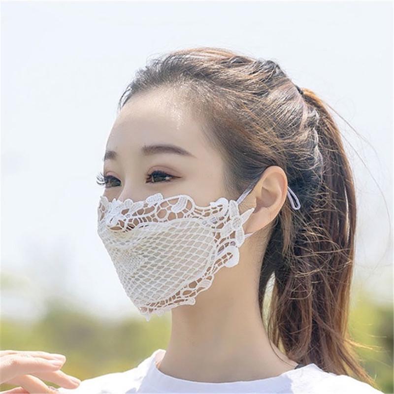 Buy Women Lady Charming Stylish Brief Solid Lace Breathable Face Mask ...