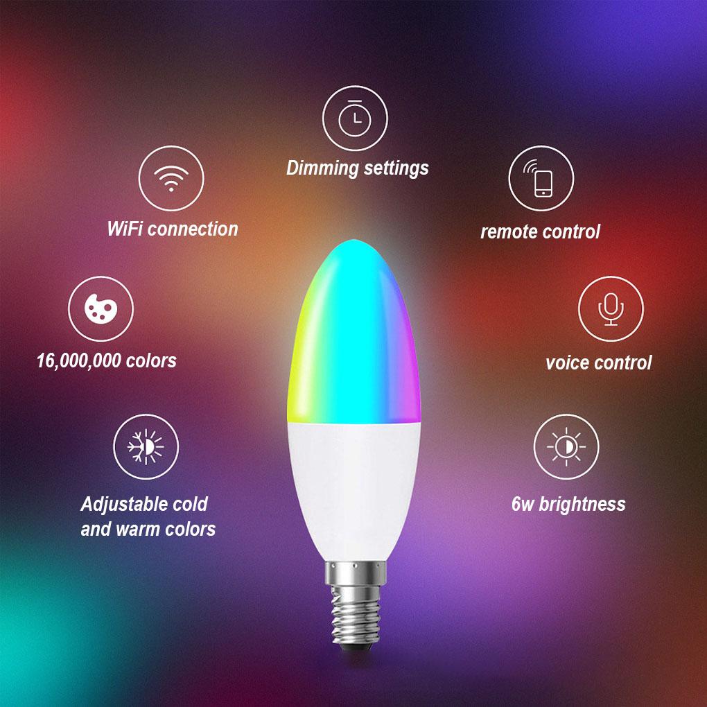 💰Compra online de Smart WiFi Tuya LED Light E14 C37 Brightness Dimmable RGB Voice Control Bulbs ...