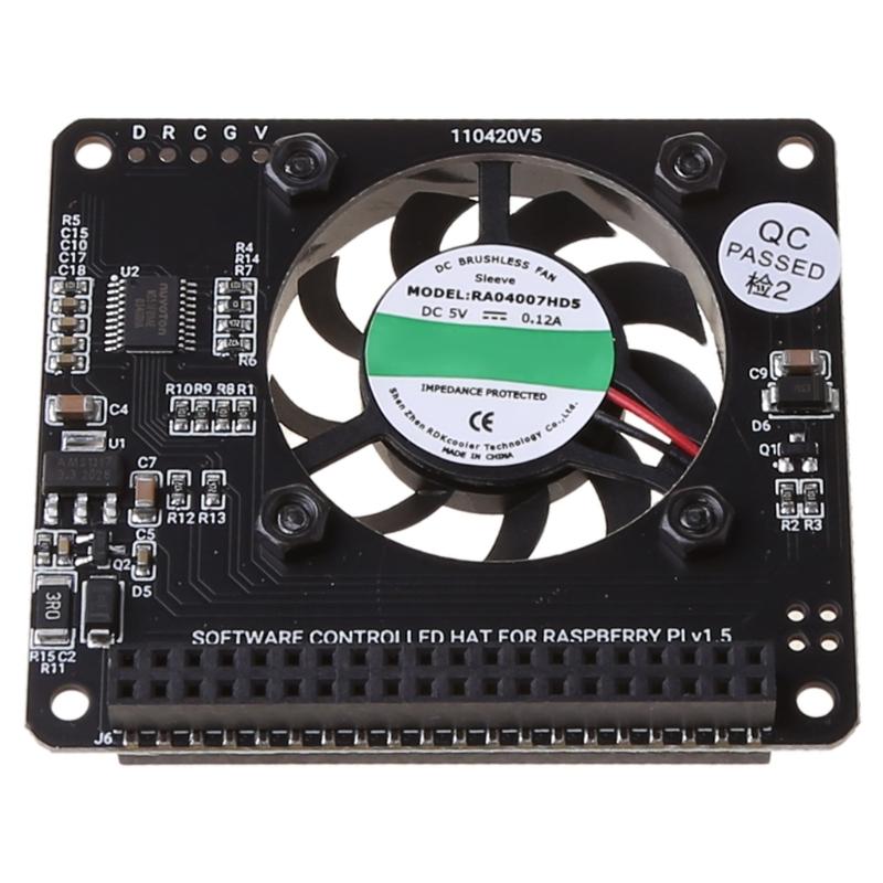 Buy 2.56x2.25inch Fan HAT for Raspberry Pi 4B/3B+/3B ,Raspberry Pi Fan with Power Button ,PWM ...