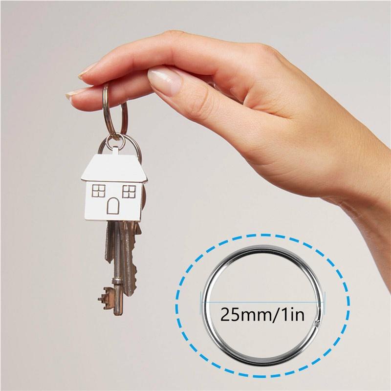 Buy 10/20 Pcs Silver Key Chains Rings 25MM Split Key Ring Hoop Chain ...