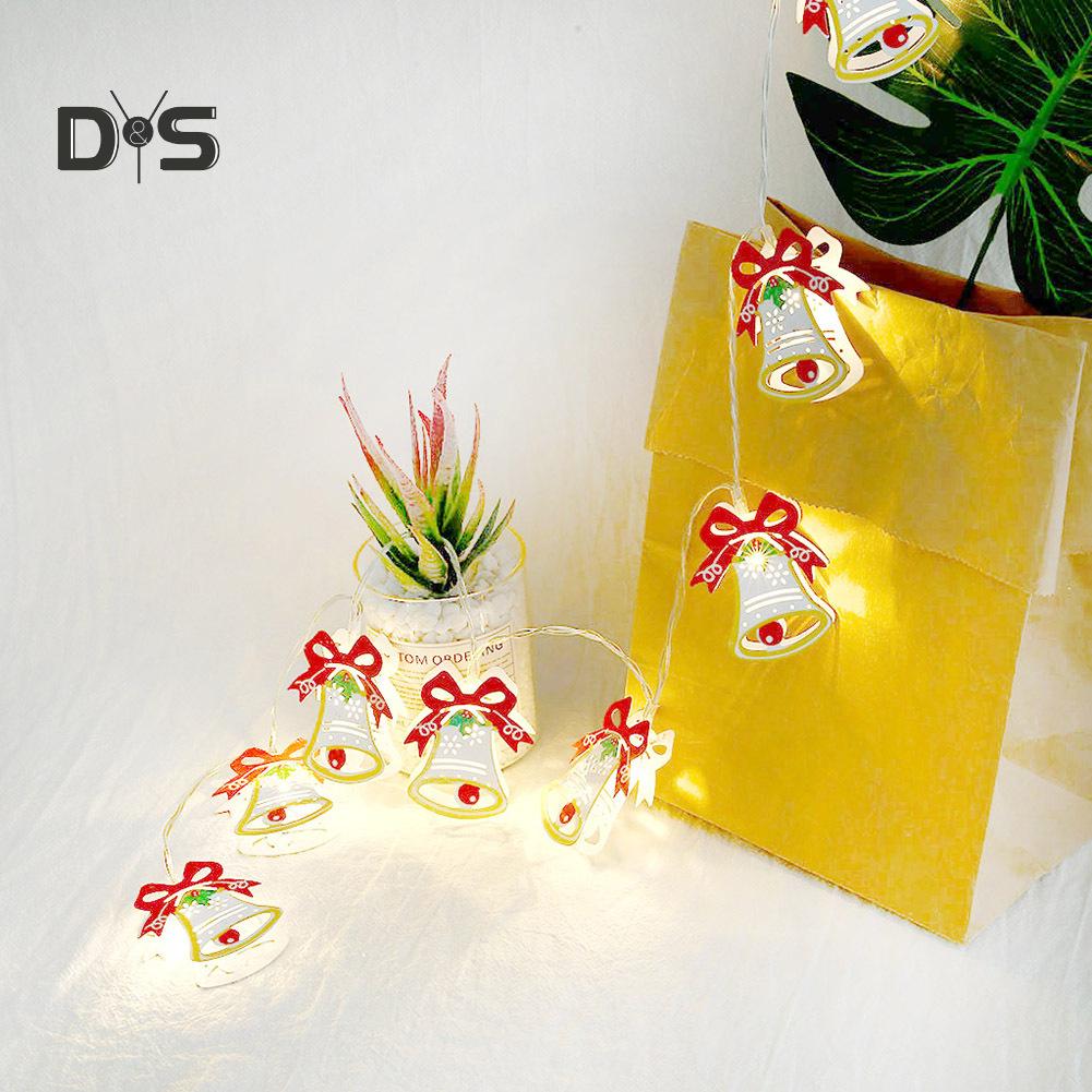 Buy 10LED Metal Christmas Bell String Light Battery Home Party Props ...