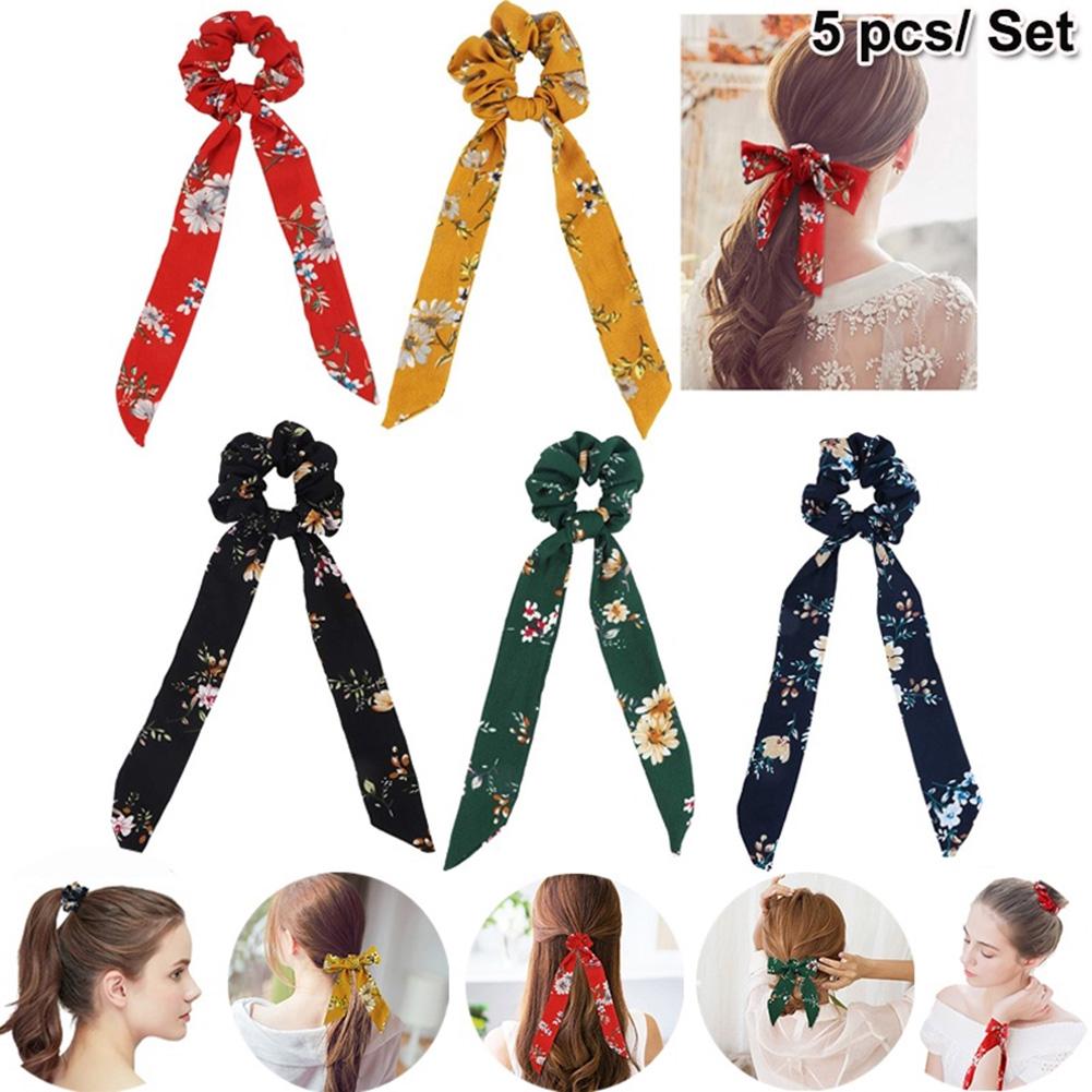 Buy 5 Pcs Bow Hair Ring Rribbon Girl Hair Bands Horsetail Tie Hair ...