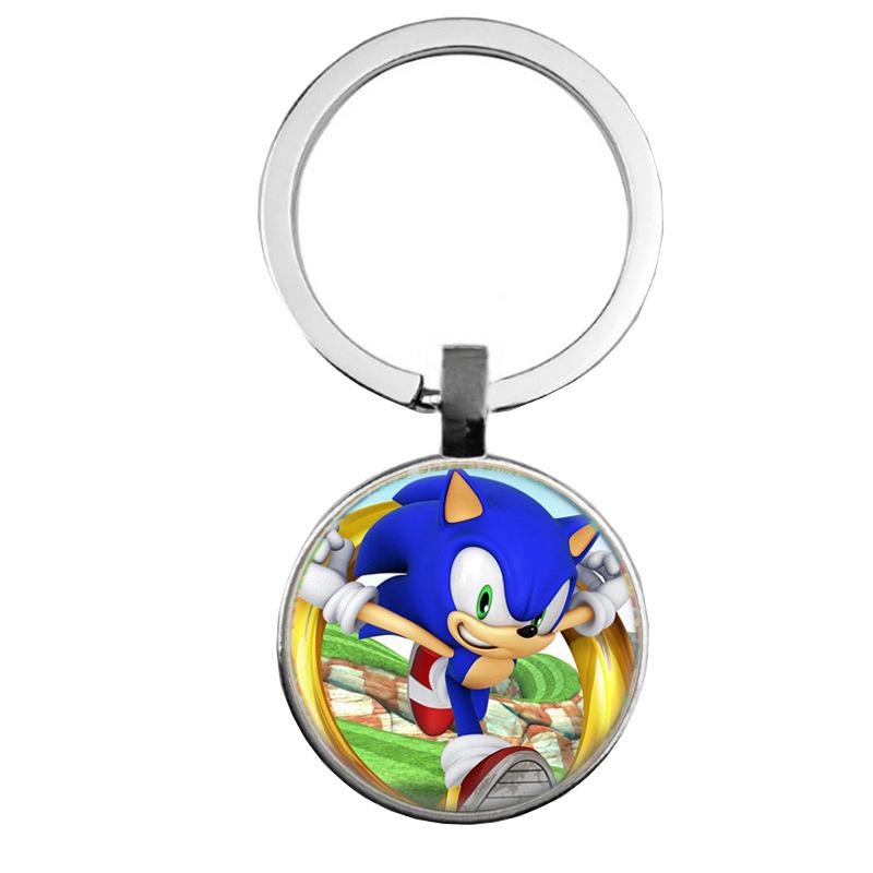 Satın alın Sonic Anime Glass Cabochon Keychain Bag Car Keychain Ring ...