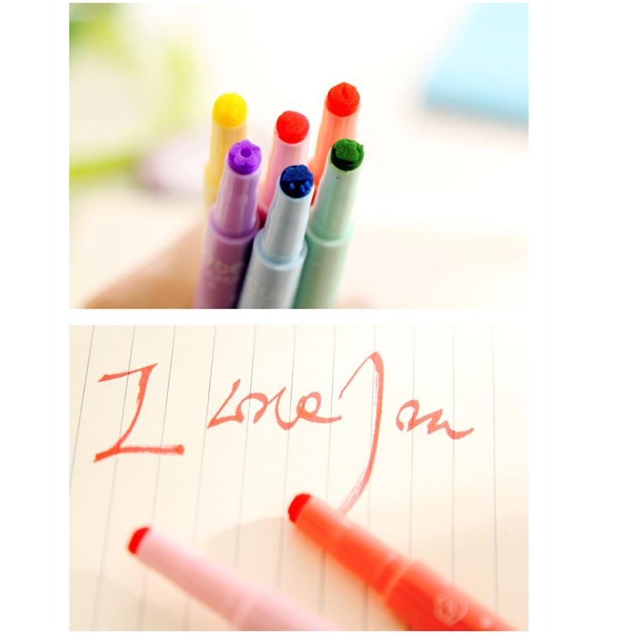 Buy 6pcs Color Stamp Highlighter Marker Pen Kiss Love Flower Spot Liner ...