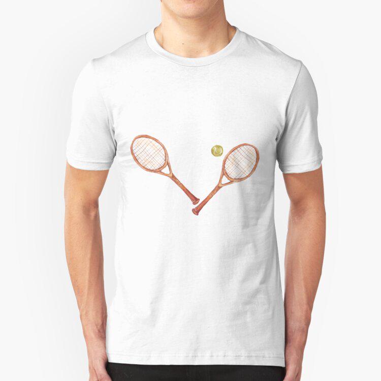 Buy Tennis Racket with Tennis Ball Cotton White Tees Summer Men T ...