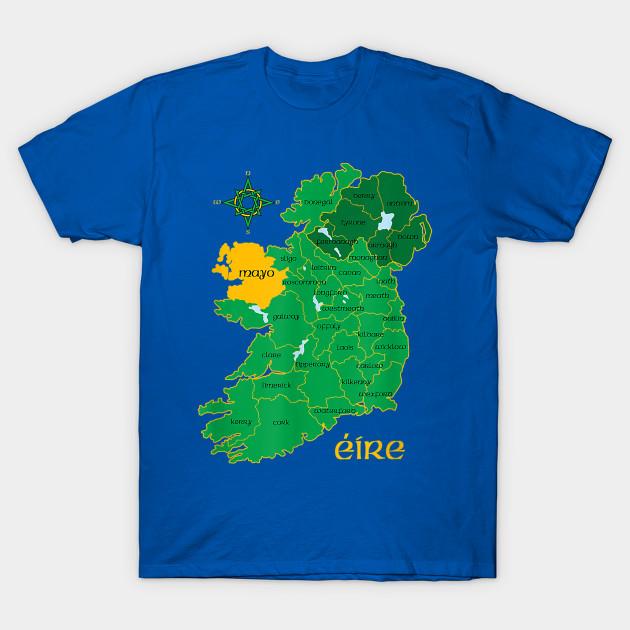 Buy Unisex Fashion TShirt Mayo Ireland T Shirt Irish County Map Eire ...