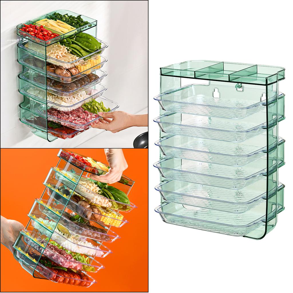 Side Dishes Rack Countertop Storage Dish Tray Prepare 6 Layer Green ...