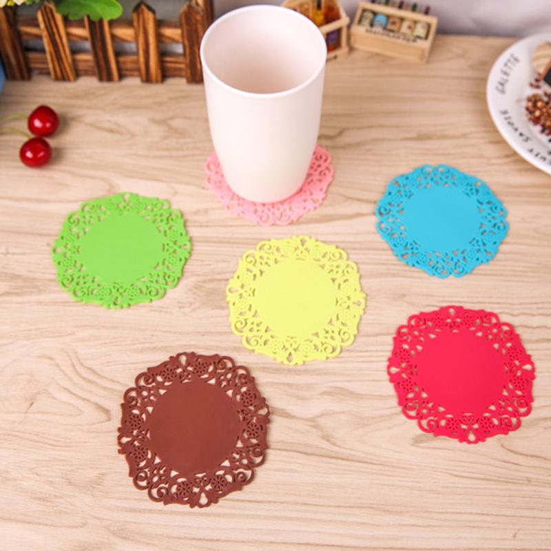 Buy Silicone Cup Pad Lace Flower Doilies Coaster Tea Mats Insulation ...
