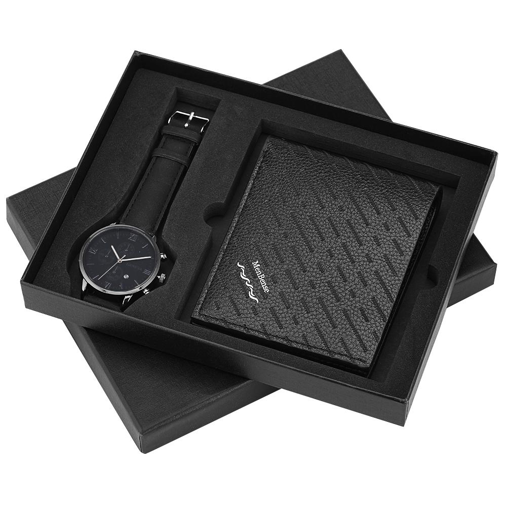 Buy Watch Wallet Set for Men Stylish Minimalist Quartz Wrist Watches ...