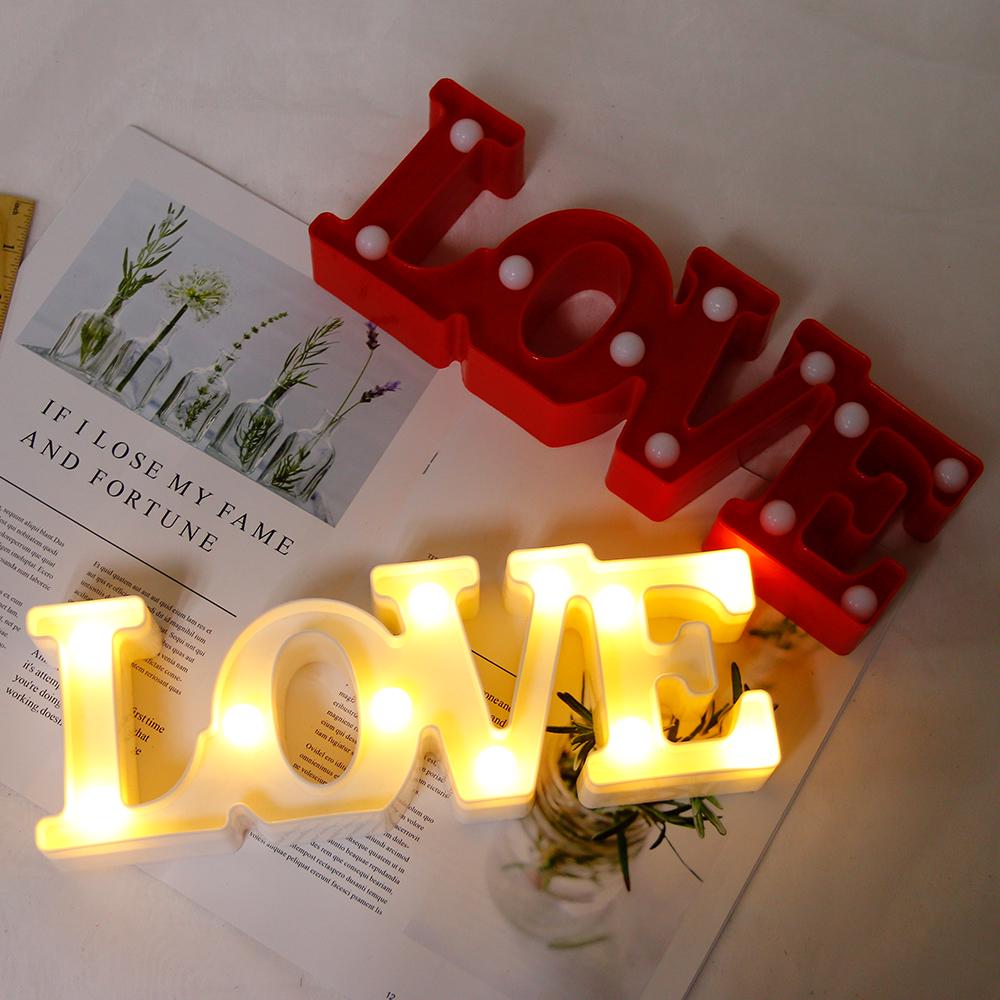 Fashion 3D LED Night Light LOVE Letter Romantic Table Lamp Home Decor ...
