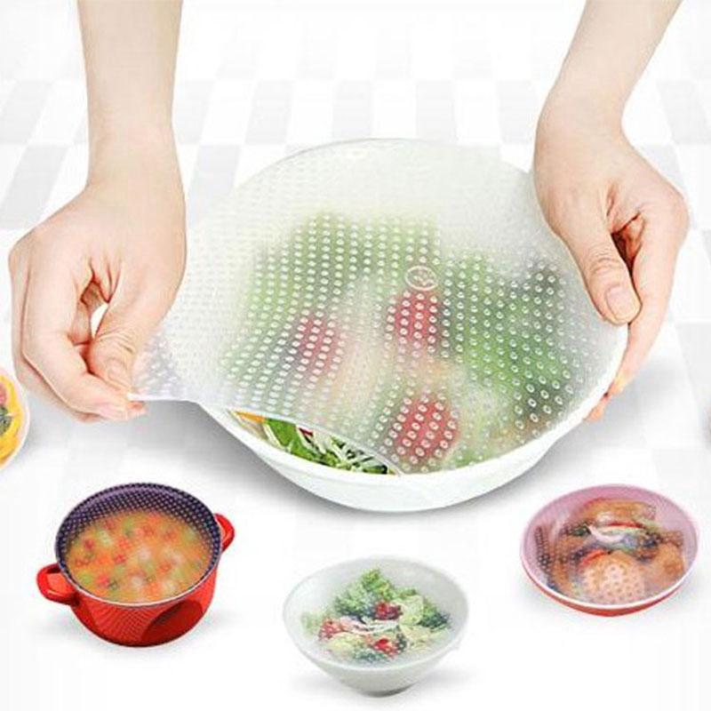 Buy Food Grade Silicone Plastic Wrap Reusable Refrigerator Sealing ...
